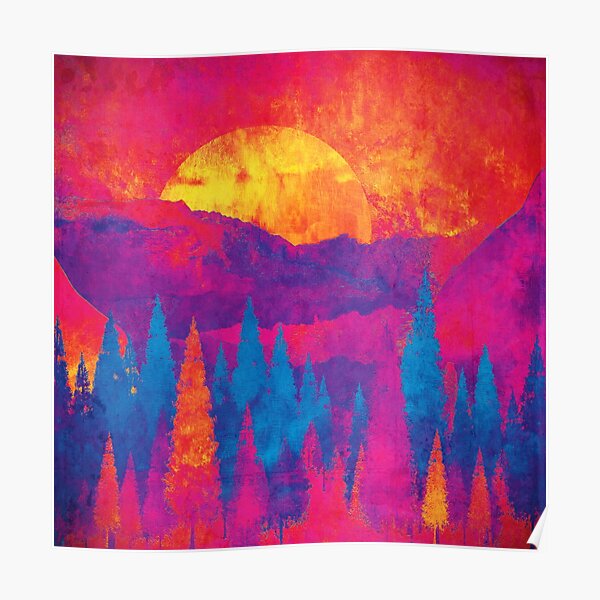 "Neon Landscape Painting" Poster for Sale by Leksal | Redbubble