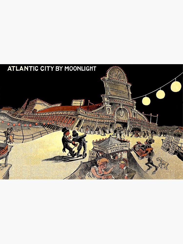 "Atlantic City by Moonlight" Sticker for Sale by neonwulf | Redbubble