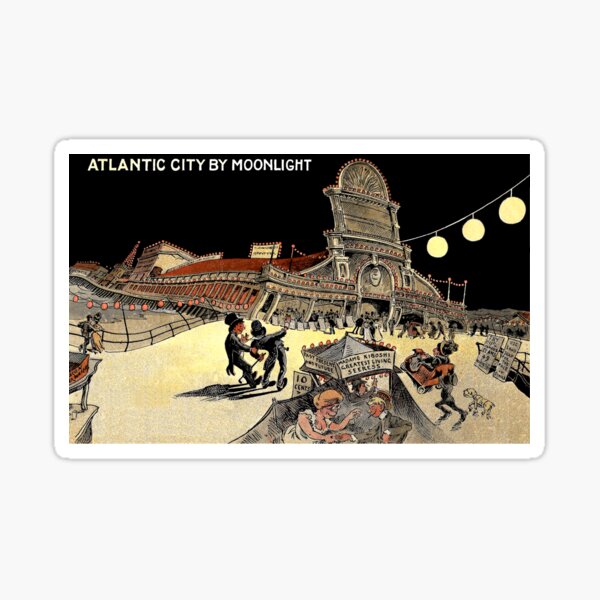 "Atlantic City by Moonlight" Sticker for Sale by neonwulf | Redbubble