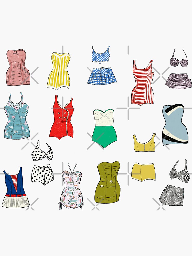 "Vintage Bathing Suits" Sticker for Sale by jenbucheli | Redbubble