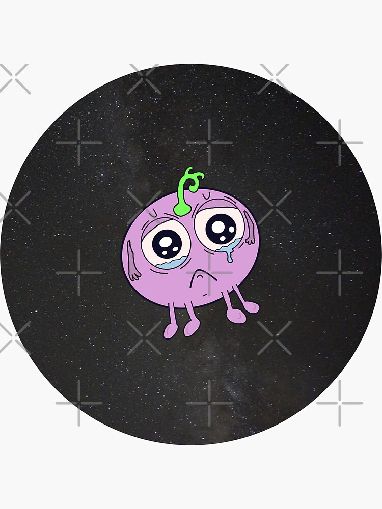 "Sad alien must cry and lose a few tears in space" Sticker by phys ...