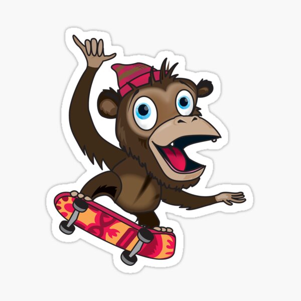 "Skater Ape" Sticker for Sale by flamingrhino | Redbubble