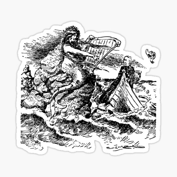 "Sea Temptress | Antique Drawing | Old-Style Illustration" Sticker by ...