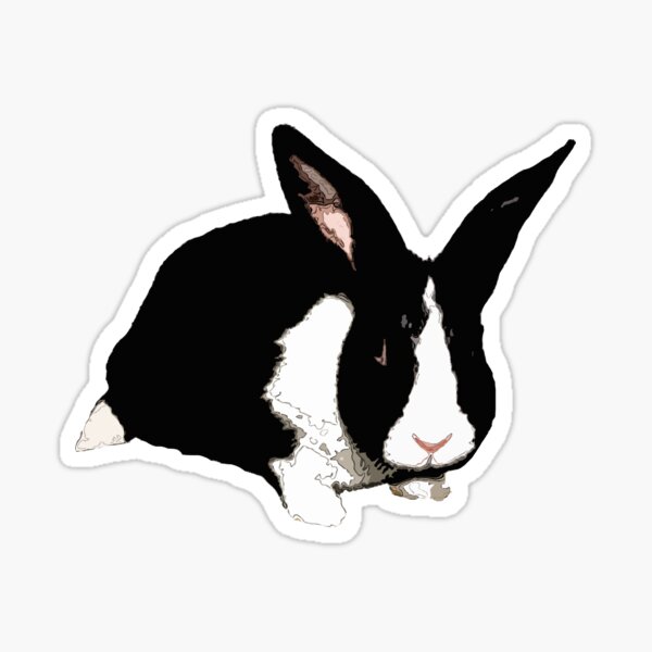 "BUNNY BLACK WHITE RABBIT" Sticker for Sale by SofiaYoushi | Redbubble