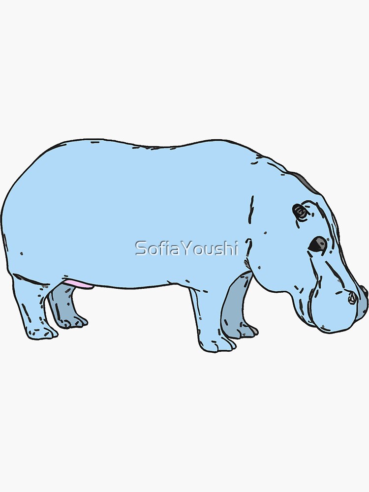 "BLUE HIPPO" Sticker by SofiaYoushi | Redbubble