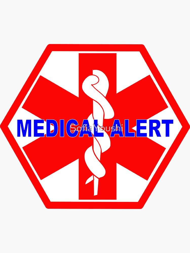 "MEDICAL ALERT ID TAG " Sticker for Sale by SofiaYoushi | Redbubble