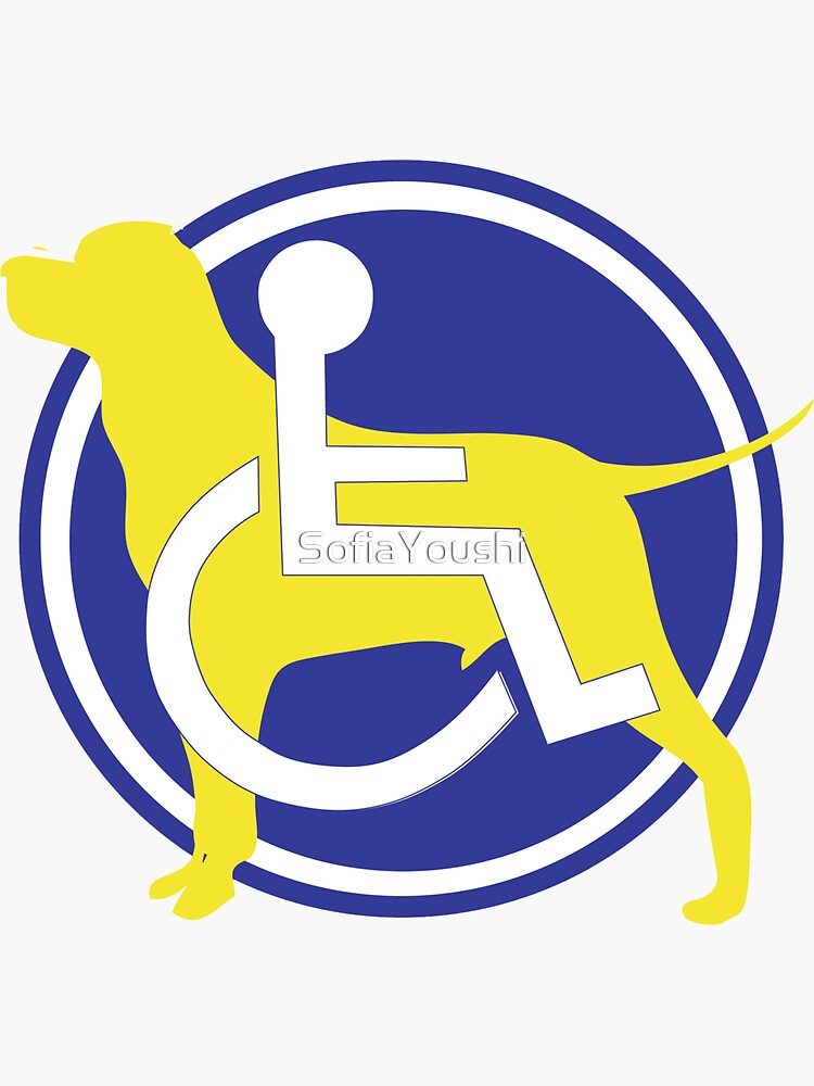 "SERVICE DOG WHEELCHAIR" Sticker by SofiaYoushi | Redbubble