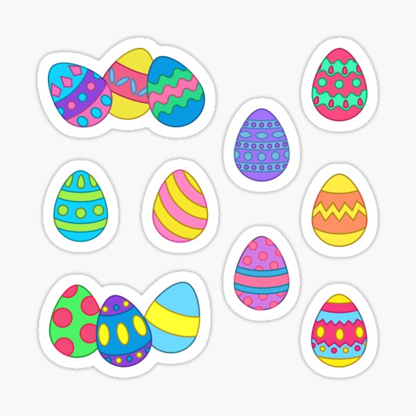 "Cute Colorful Easter Eggs ~ Sticker Sheet Holiday Collection Pack Set ...