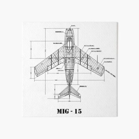 "MIG - 15 - Russian Jet Fighter - Blueprint Drawing" Art Board Print ...