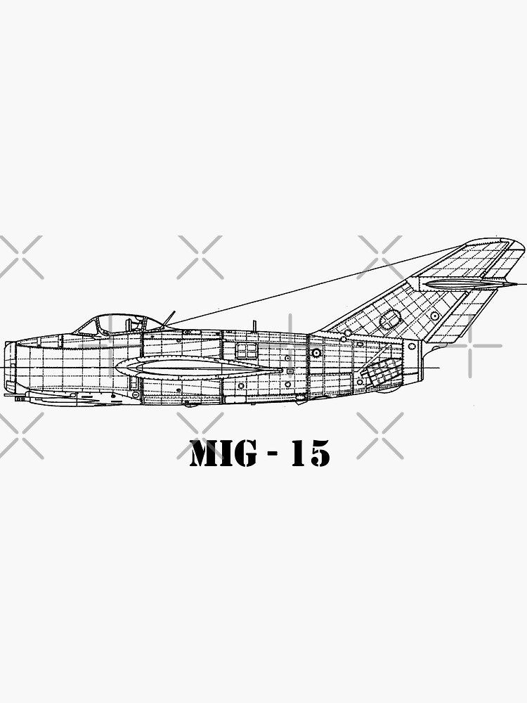 "Copy of MIG - 15 - Russian Jet Fighter - Blueprint Drawing" Sticker ...
