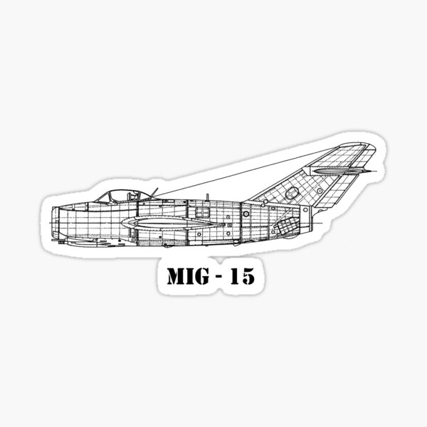 "Copy of MIG - 15 - Russian Jet Fighter - Blueprint Drawing" Sticker ...