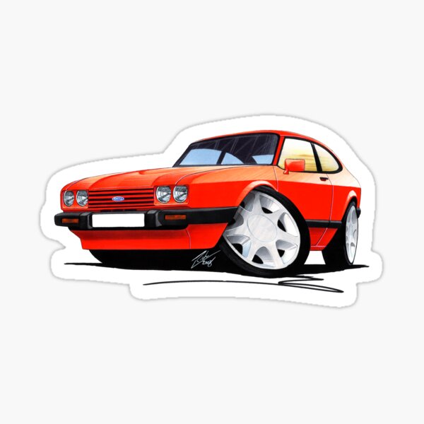 "Ford Capri (Mk3) Red" Sticker for Sale by yeomanscarart | Redbubble
