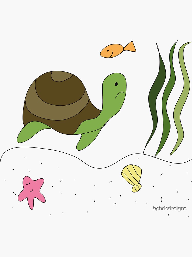 "Sad Turtle" Sticker for Sale by bchrisdesigns | Redbubble