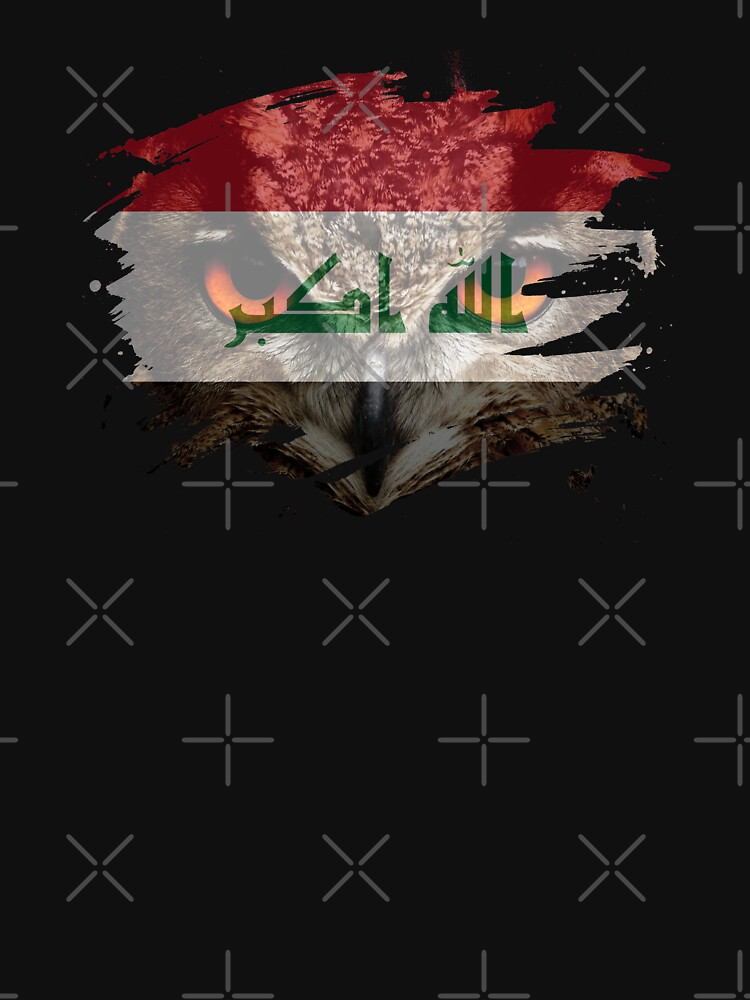 "Iraq Flag and Menacing Owl" T-shirt by ockshirts | Redbubble