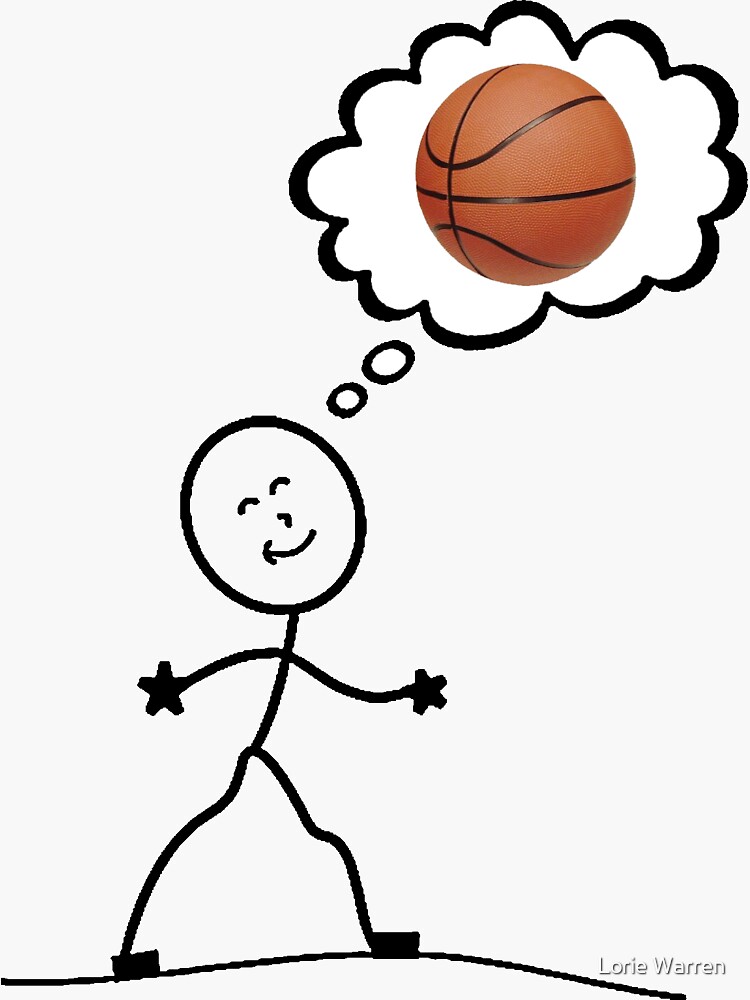 "Thinking of basketball" Sticker for Sale by portraitlady | Redbubble