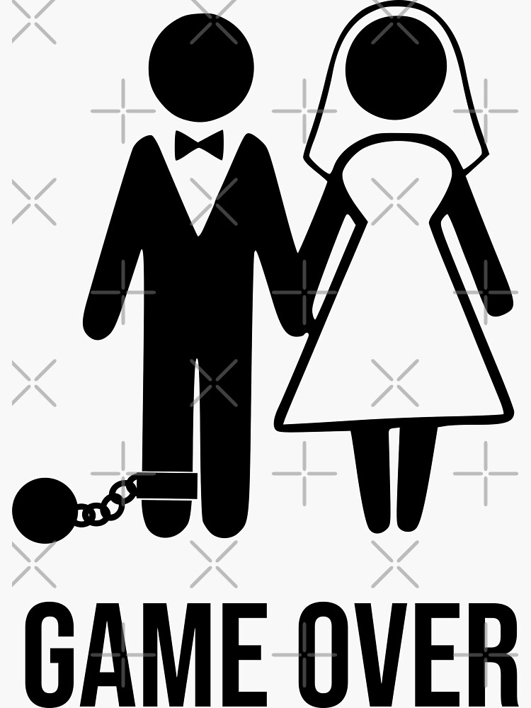 "Game Over Wedding Groom JGA Engaged Funny Gift T-Shirt" Sticker by ...