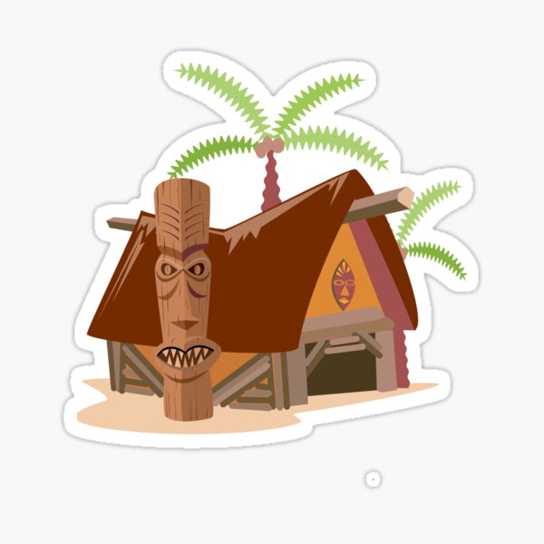 "Tiki God & Hut" Sticker by Zehda | Redbubble