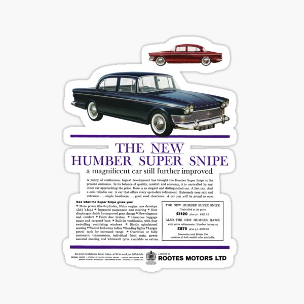 "HUMBER SUPER SNIPE" Sticker for Sale by ThrowbackMotors | Redbubble
