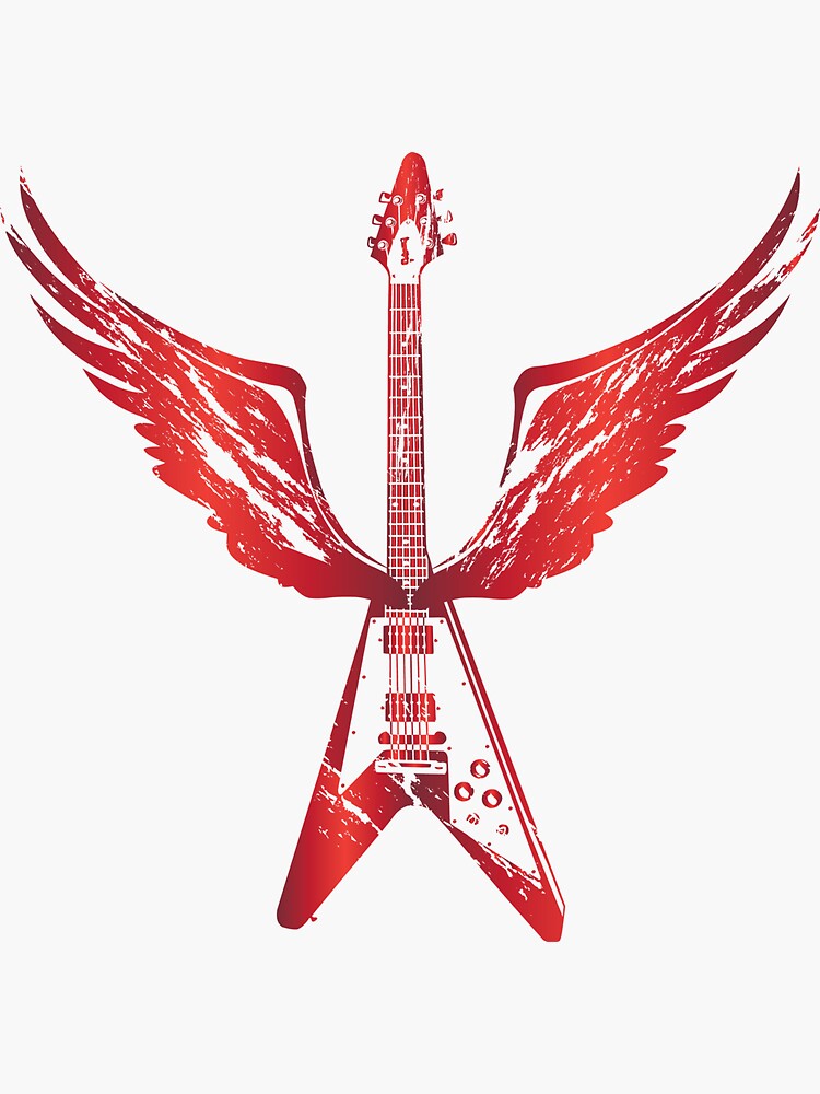"Flying V Guitar (Red)" Sticker by designgroupies | Redbubble