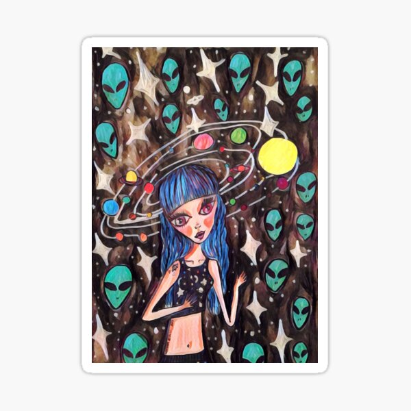 "Space girl" Sticker by lorezitelliart | Redbubble