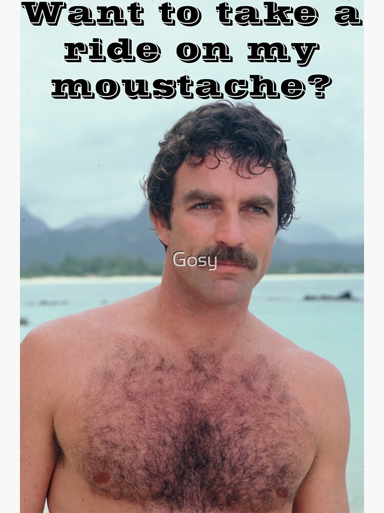 "Selleck Moustache Ride" Sticker by Gosy | Redbubble