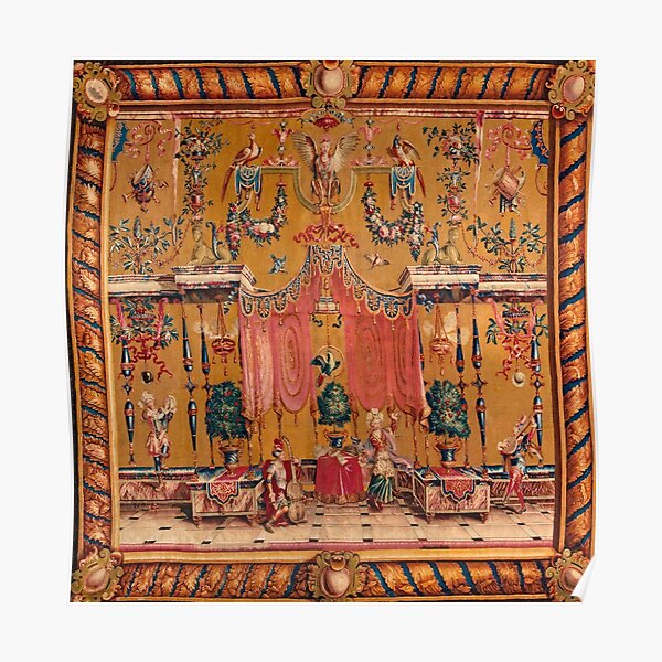"MUSICIANS ANTIQUE GROTESQUE FRENCH TAPESTRY WITH BIRDS AND HARPIE ...