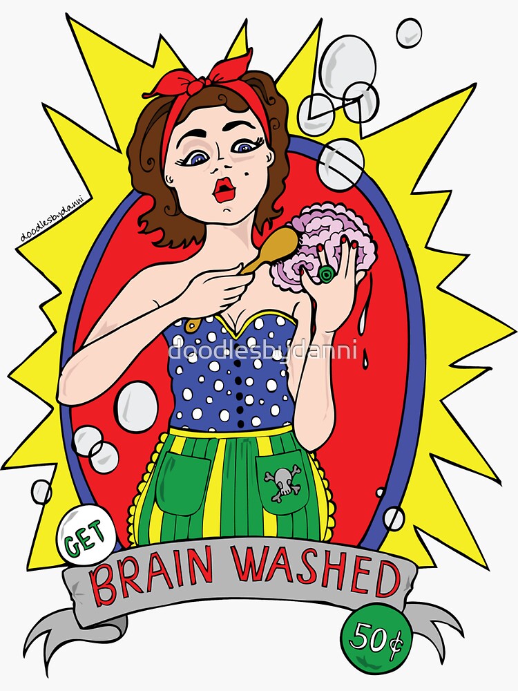 "Brain Washed" Sticker by doodlesbydanni | Redbubble