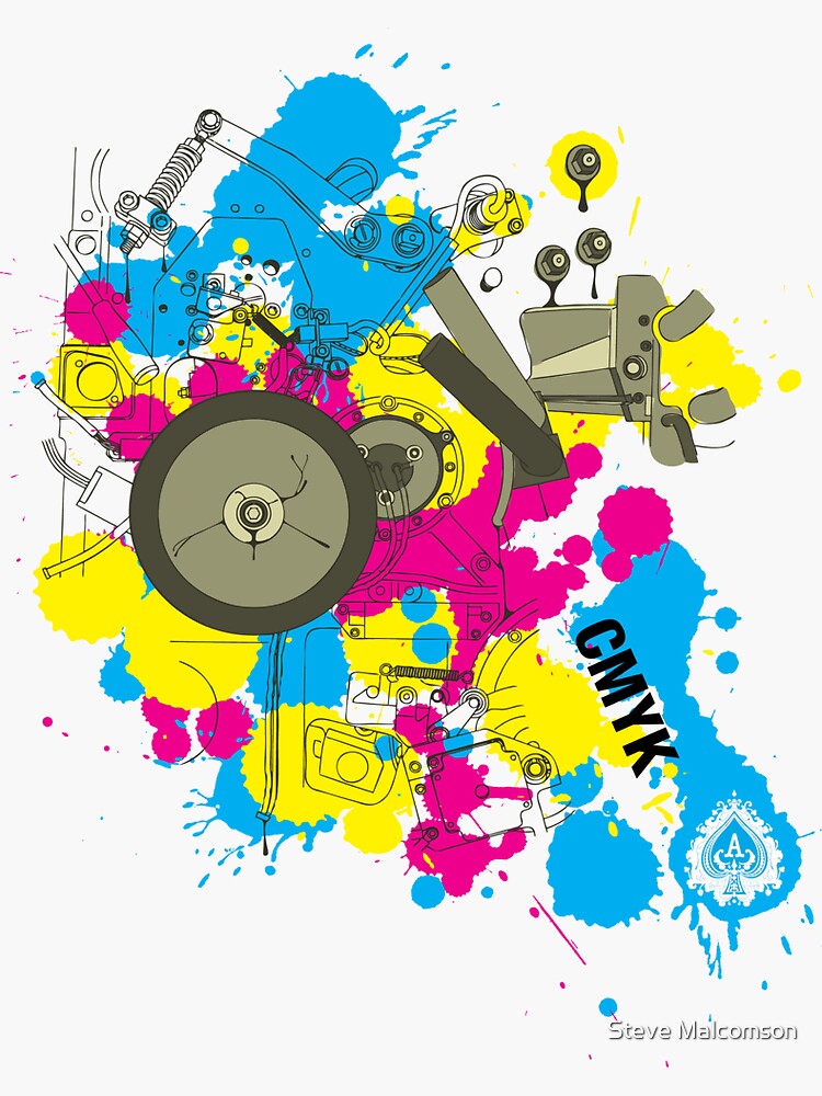 "CMYK Machine" Sticker by acedesign | Redbubble