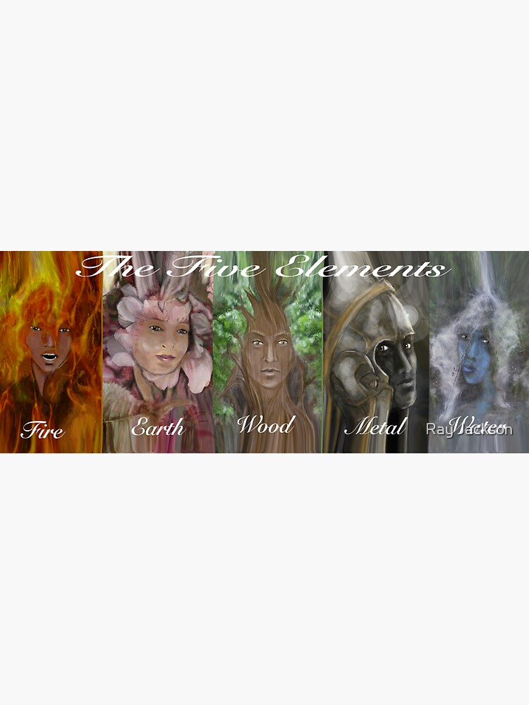 "THE FIVE ELEMENTS ! BANNER TEE" Sticker by razar1 | Redbubble