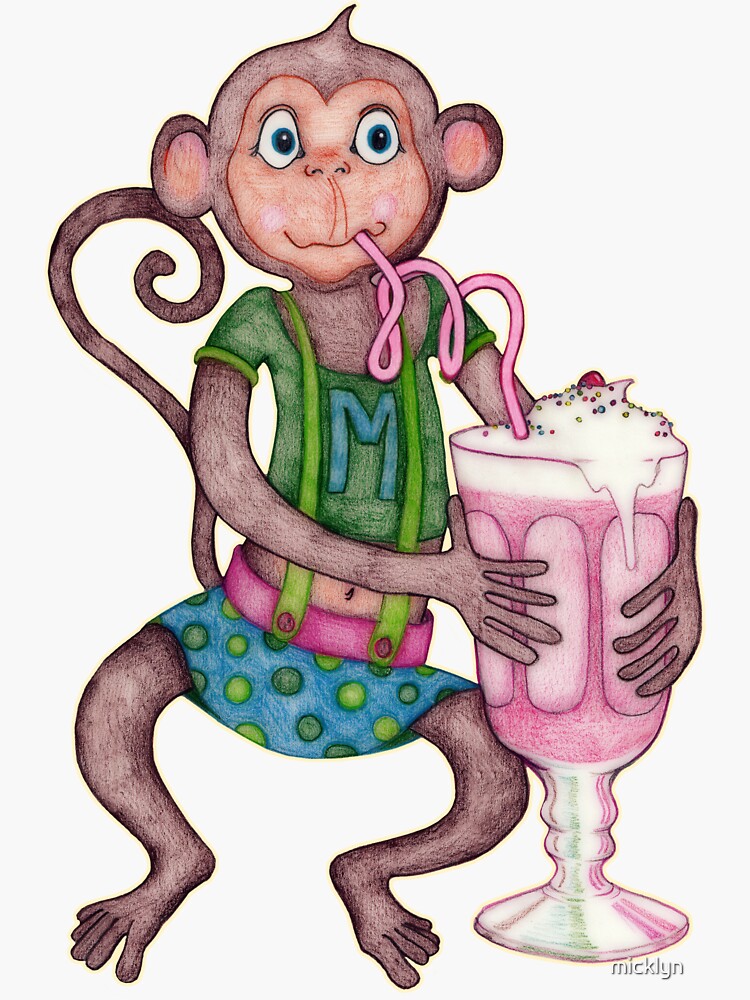 "Milkshake Monkey" Sticker for Sale by micklyn | Redbubble