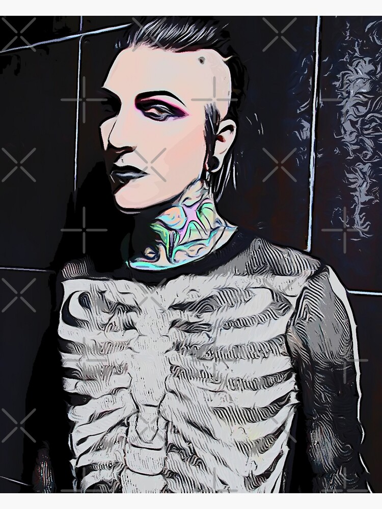 "Skeleton Stare Chris Motionless" Sticker by WorldClassGoth | Redbubble