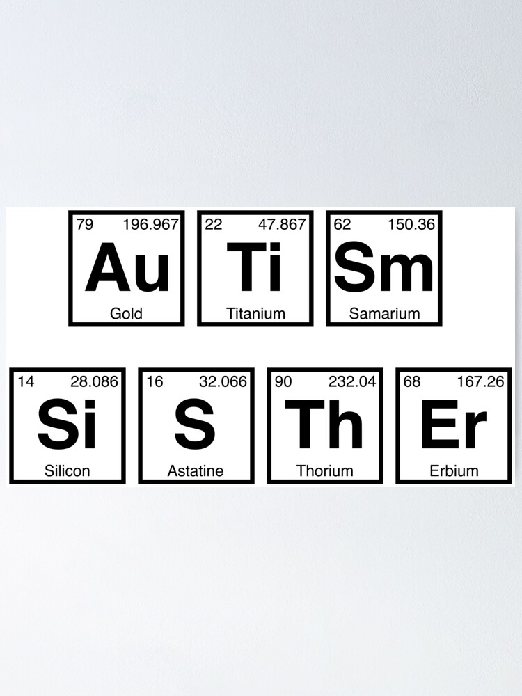 "Autism Sister Periodic Table of Elements" Poster by LixMar | Redbubble