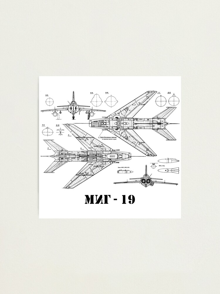 "MIG - 19 - Russian Jet Fighter Airplane - Blueprint Drawing ...