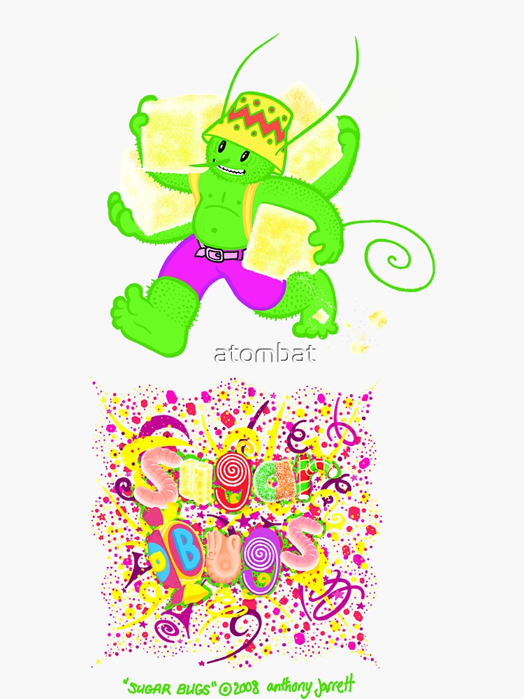"Sugar Bugs 4 with logo " Sticker for Sale by atombat | Redbubble