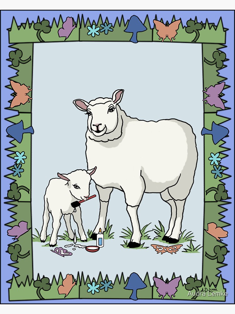 "Sheep Artist, Sheep Art" Sticker by artbyaud | Redbubble