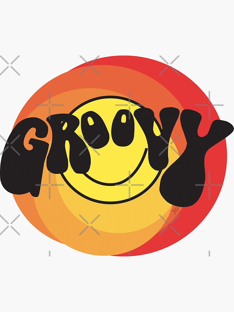 "Groovy - Retro shirt" Sticker for Sale by ptelling | Redbubble