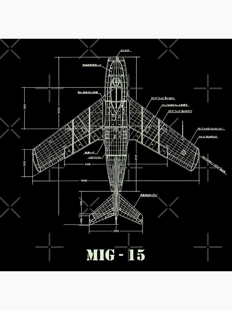 "MIG - 15 - Russian Jet Fighter Airplane - Blueprint Drawing" Poster by ...