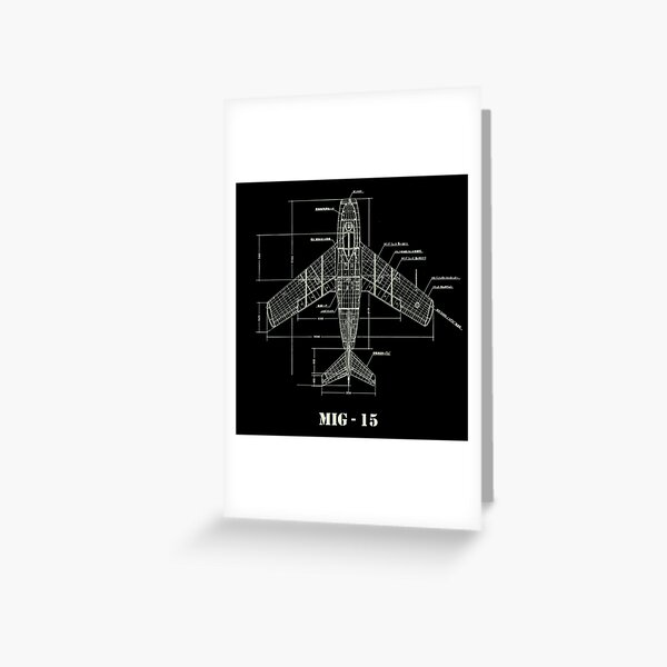 "MIG - 15 - Russian Jet Fighter Airplane - Blueprint Drawing" Greeting ...