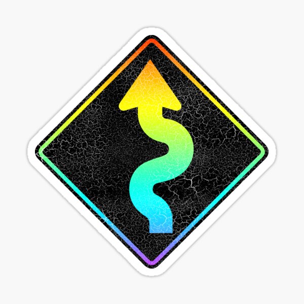 "curved road sign" Sticker by chromatosis | Redbubble
