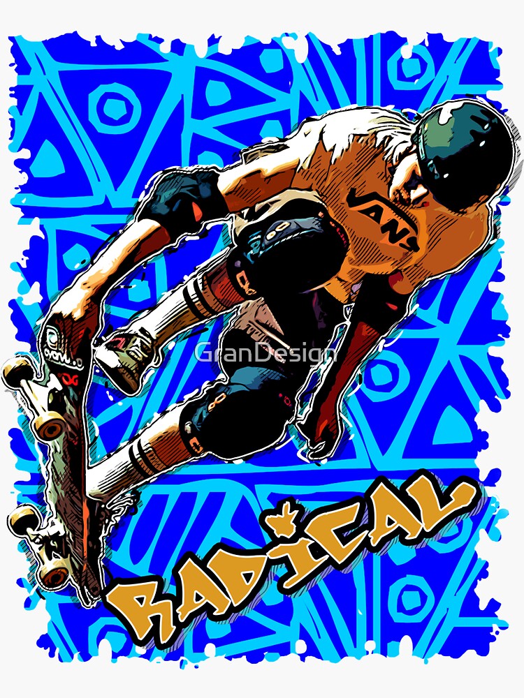 "Skateboarding Radical T-Shirt" Sticker by GranDesign | Redbubble