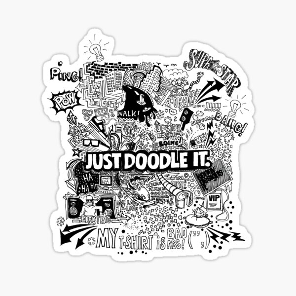 "Just Doodle it_BLK" Sticker for Sale by kdigraphics | Redbubble