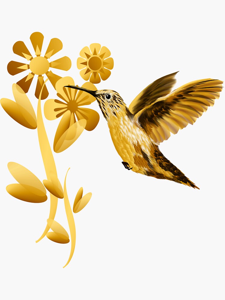 "Gold Hummingbird" Sticker by Lotacats | Redbubble