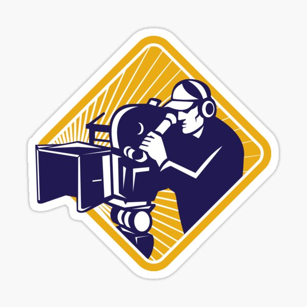 "film crew cameraman shooting filming camera" Sticker for Sale by ...