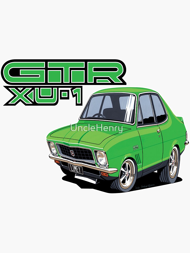 "Holden LJ XU1 GTR Limey, Dinger car toon" Sticker by UncleHenry ...