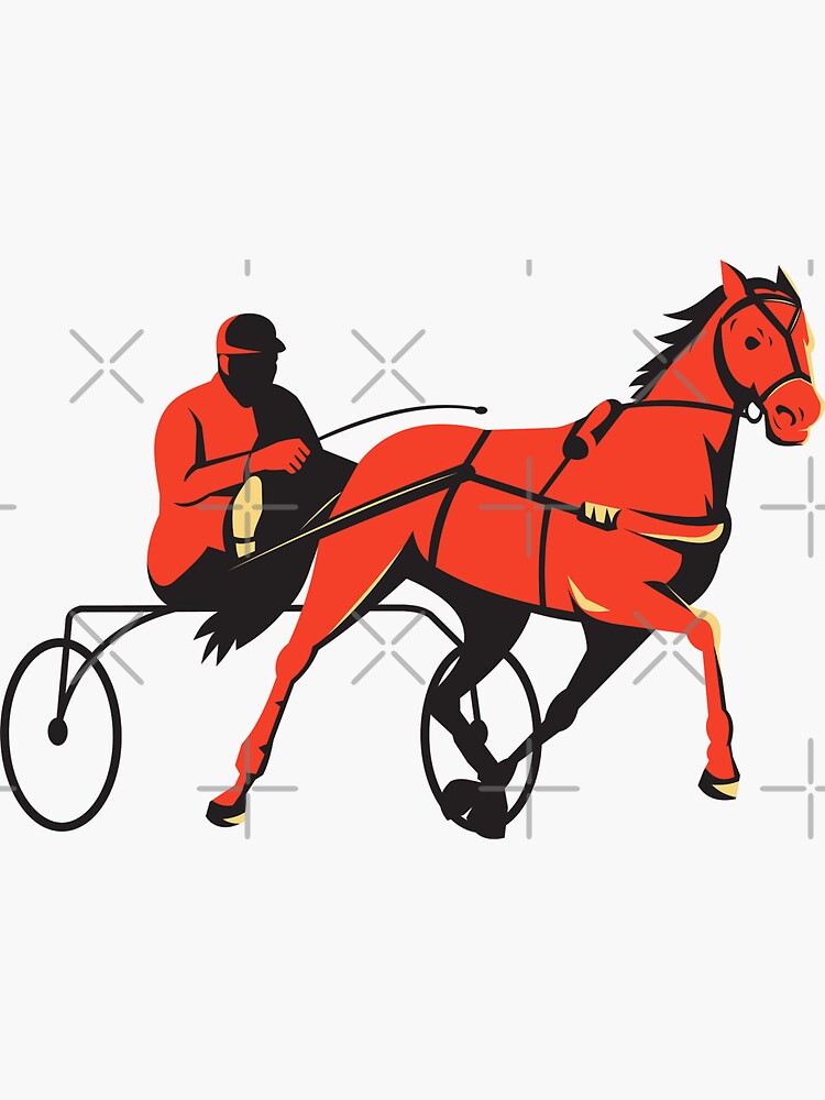 "harness horse cart racing retro" Sticker by retrovectors | Redbubble