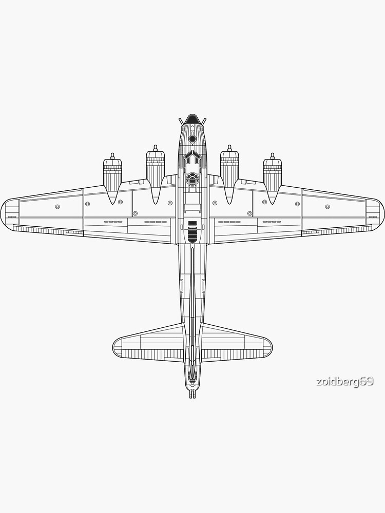 "Boeing B-17 Flying Fortress Blueprint" Sticker by zoidberg69 | Redbubble