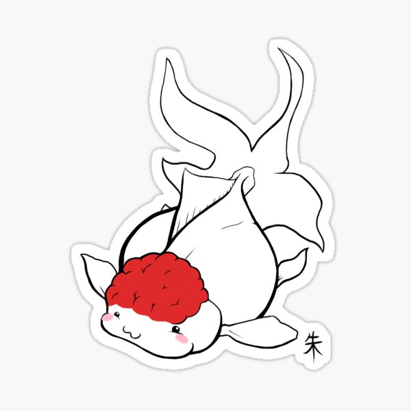 "Redcap Oranda Goldfish" Sticker for Sale by Shukura | Redbubble