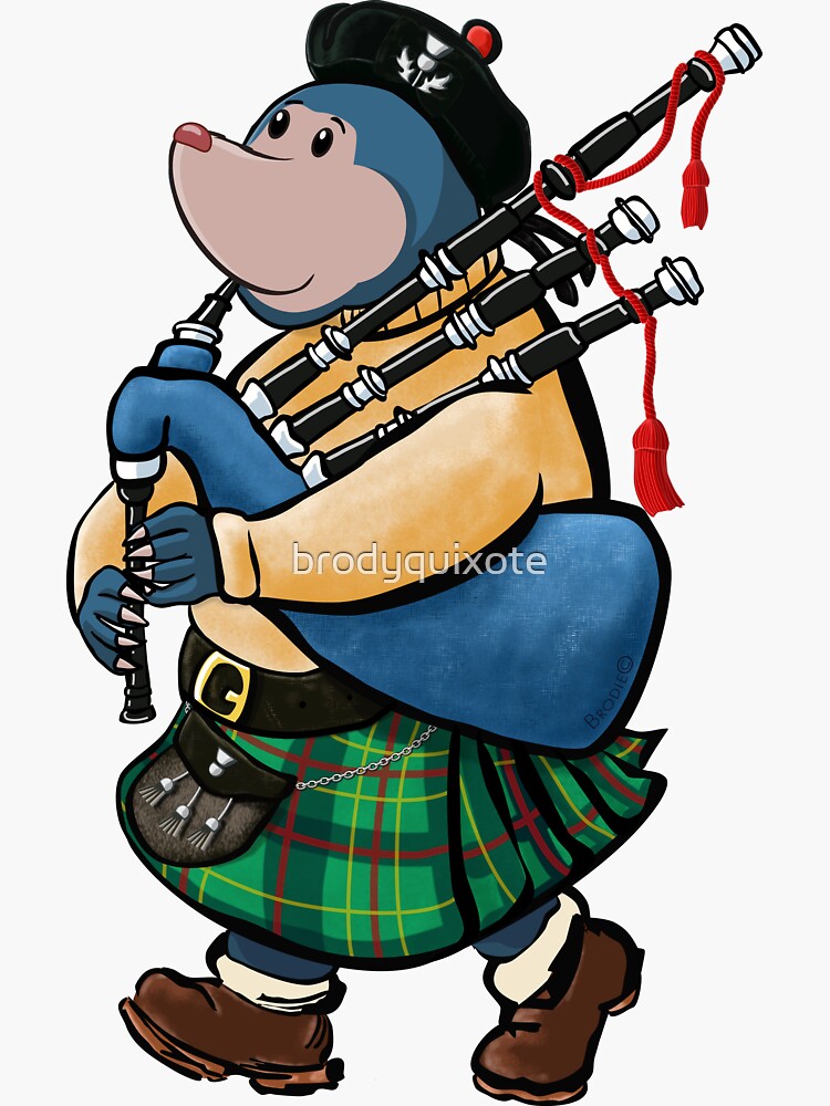 "Bagpipe Playing Mole Of Kintyre" Sticker by brodyquixote | Redbubble