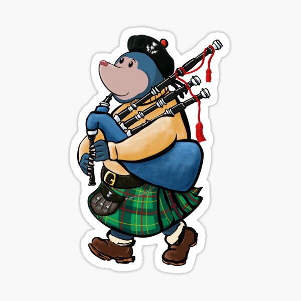 "Bagpipe Playing Mole Of Kintyre" Sticker by brodyquixote | Redbubble