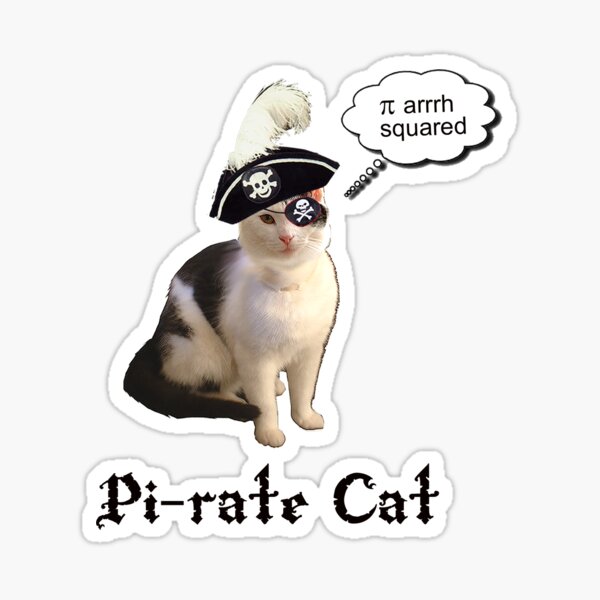 "Pi-rate cat" Sticker for Sale by bmgdesigns | Redbubble